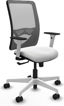 Piqueras y Crespo Schreibtischstuhl Zulema in Grau und Wei&szlig;, mit schwarzen und wei&szlig;en Armlehnen, h&ouml;henverstellbare Lendenwirbelst&uuml;tze, mit 3 Positionen, Grau/Wei&szlig;