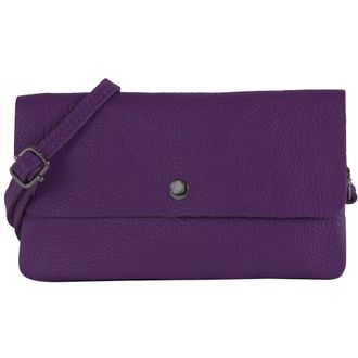 modamoda.de T257 - Echtleder Umh&auml;ngetasche Small made in Italy, Farbe:Purple