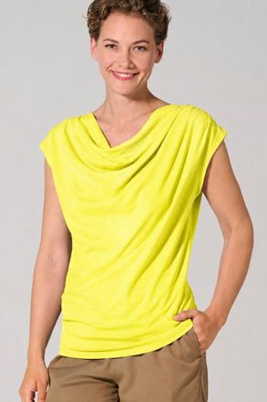 Hempage Hempage Damen vegan Top Wasserfallausschnitt Zitronengelb