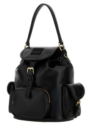 Miu Miu Womens Black Leather Backpack Nero Borse A Mano