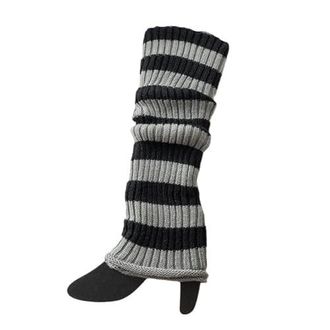 Generic Couvre-jambes en tricot ray&eacute; multifonction pour femme, Noir et gris clair, M