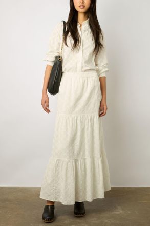 Gerard Darel Jupe longue blanche brod&eacute;e - BROOKE - Blanc