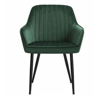 Songmics Chaise Salle &agrave; Manger, Fauteuil en Velours, Rembourr&eacute;e, avec Accoudoirs, Charge Max. 120 kg, Pieds en M&eacute;tal, pour Salle &agrave; Manger, Vert et Noir