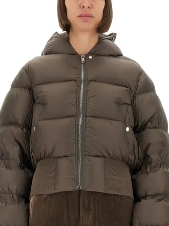 Rick Owens Hooded Nylon Down Jacket - Brown