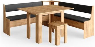 Vicco Groupe de banquettes dangle Roman, Ch&ecirc;ne de force dor&eacute;, 180 x 41.5 cm avec table, Vicco