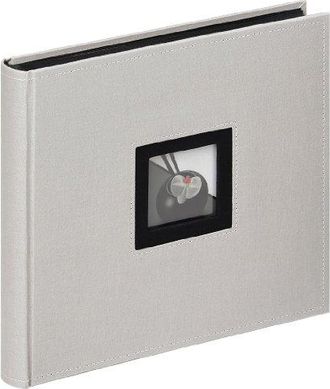 Walther Design Fotoalbum beige-grau 26 x 26 cm Leinen mit Cover-Ausstanzung, Black and White FA-209-D