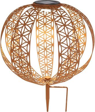 Globo Lighting Solarkugel Rostoptik f&uuml;r Au&szlig;en Solarleuchte rost Garten Solarlampe orientalische Kugel, mit Lichteffekt und Erdspie&szlig;, 1x LED warmwei&szlig;, D 30 cm