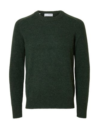 Selected SELECTED FEMME Herren Slhrai Ls Knit Crew Neck Noos, Deep Forest, M EU