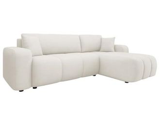 Best Mobilier Nicole - canapé dangle réversible 4 Places Convertible avec Coffre en Tissu, Beige