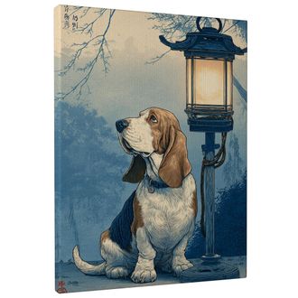 Generic Kunstdruck auf Leinwand, Motiv: blauer Hund, Basset Hound Laterne, Poster, Vintage-Wandkunst, ästhetische Dekoration für Wohnzimmer, Schlafzimmer, Bür
