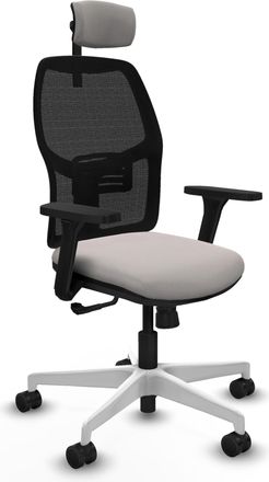 Piqueras y Crespo Alfera B&uuml;rostuhl, wei&szlig;, mit 3D-Armlehnen, h&ouml;henverstellbarer Lendenwirbelst&uuml;tze und Kopfteil, h&ouml;henverstellbar und neigbar, ausgestattet mit 4 Positio