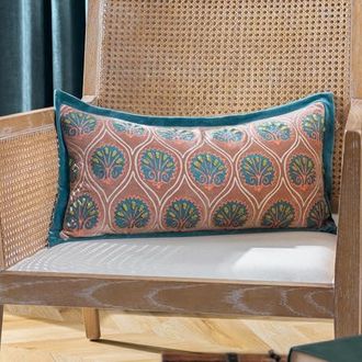 Riva Paoletti Casa Besticktes Kissen aus Baumwollsamt, gefüllt mit Federn