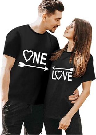 Generic T-shirt d&eacute;contract&eacute; &agrave; col rond pour femme pour la Saint-Valentin 2026 | Haut &agrave; manches courtes pour plus de confort et de style (3), Noir, XXL