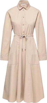 Moncler Femme, Robes, Beige, Taille: 42 FR Poplin Midi Shirt Dress