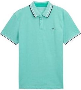 Tom Tailor Tom Tailor Polo piqu&eacute; pour Homme avec Stretch, 38139 - Paon Vert et Blanc Ton, L