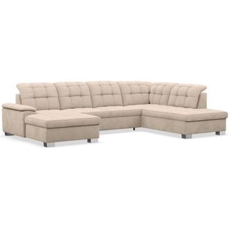 Selsey Selsey Jamaal - Wohnlandschaft mit Schlaffunktion und Stauraum, linksseitig, Velours hydrophob, beige