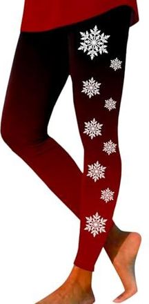 Generic Pantalon thermique de No&euml;l pour femme - Legging de No&euml;l 2025 - Taille haute - Rouge et vert - Pour int&eacute;rieur et ext&eacute;rieur - Cadeaux de No&euml;l, bordeaux,