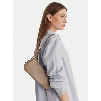 Calvin Klein Handtasche Calvin Klein Emblem Aop Small Shoulder Bag LV04F3324G Beige