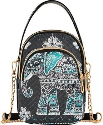 Mnsruu Sac à bandoulière pour femme, motif éléphant, tribal, indien, sac à main, petit sac à bandoulière avec sangle réglable