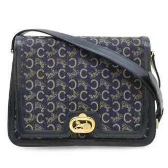 Celine Sac bandouli&egrave;re Pre-owned en toile et cuir - Femme - Pre-owned - Bleu - Taille: ONE Size