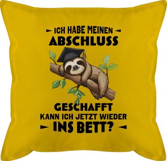 Shirtracer Kissen 50x50 - Ich habe meinen Abschluss geschafft Faultier Geschenk Schule Geschenk Schüler I Abschlussgeschenk Schule 10. Klasse - 50 x 50 cm - Gelb