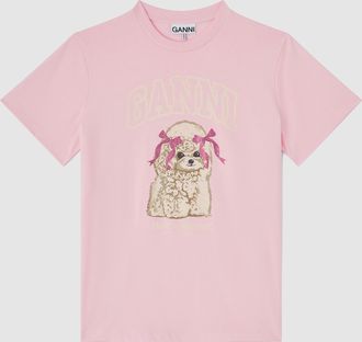 Ganni T-Shirt Basic cotton Jersey Chalk Pink