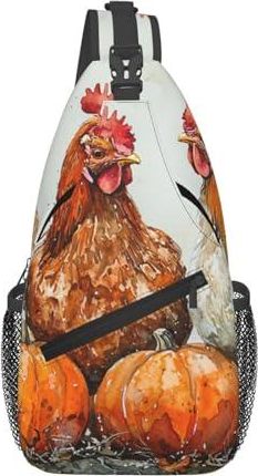 Generic Sac &agrave; bandouli&egrave;re vintage en forme de poulet, animal - Sac &agrave; dos de voyage pour homme - Sac &agrave; dos de randonn&eacute;e