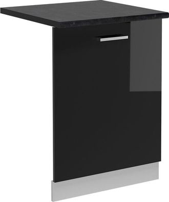 Vicco Fa&ccedil;ade de lave-vaisselle R-Line, Noir Haute brillance, 60cm, pt Anthracite Vicco