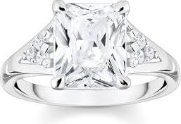 Thomas Sabo Bague Pierre Blanche Argent 925 Sterling Recyclé Oxyde de Zirconium Taille 52 TR2362-051-14-52, Métal précieux