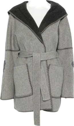 Ermanno Scervino Manteau &agrave; capuche ceintur&eacute; - Femme - Manteaux - Gris - Taille: 36 FR