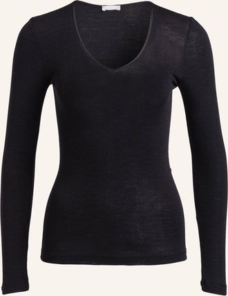 Hanro Longsleeve Woolen Silk Aus Merinowolle Mit Seide schwarz