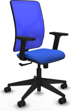 Piqueras y Crespo Schreibtischstuhl, blau, mit 2D-Armlehnen, h&ouml;henverstellbare Lendenwirbelst&uuml;tze, ausgestattet mit 3 Positionen und Schneideschaum, Blau/Blau