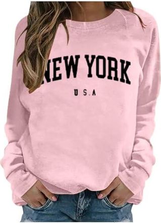 Generic Sweat-shirt graphique &agrave; col rond pour femmes, tendance, &agrave; manches longues, sweat &agrave; capuche Y2K, v&ecirc;tements universitaires, confort universitaire, sweat