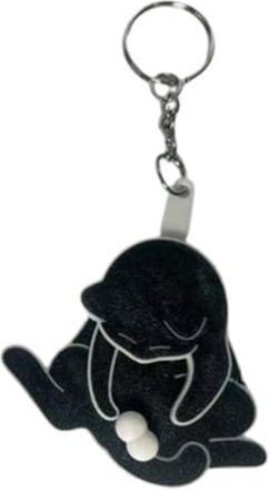 Generic Porte-cl&eacute;s amusant avec oeufs et chats rotatifs, pour sac &agrave; main, cadeau, Noir, taille unique