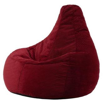 Icon Brand Dalton Pouf Velours C&ocirc;tel&eacute;, Pouf Poire avec Remplissage, Fauteuil Salon Confortable, Fauteuil Chambre, Meuble Salon, Decoration Chambre, Bourgogne