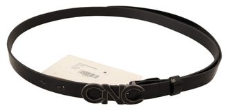 Costume National Womens Black Leather Letter Logo Buckle Belt