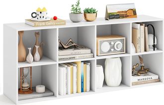 Giantex Giantex 8-F&auml;cher B&uuml;cherregal, Freistehendes Regal mit 2 Kippsicherungen, Vertikal/Horizontal Verwendbar, Standregal f&uuml;r Wohnzimmer, Arbeitszimmer, Sch