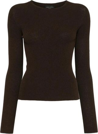 Roberto Collina Femme, Pulls, Brun, Taille: 40 FR Pull Femme Col Rond C&ocirc;tel&eacute; Style