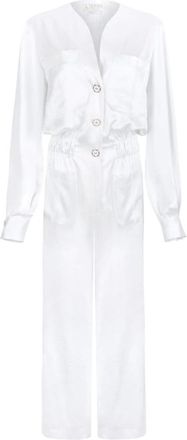 Genny Femme, Combinaisons et Ensembles, Blanc, Taille: 34 FR Combinaison utilitaire en satin blanc