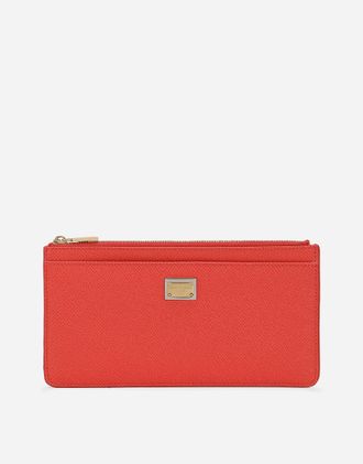 Dolce & Gabbana Großes Kartenetui Plakette - Frau Geldbörsen Und Kleinlederwaren Orange Leder Onesize