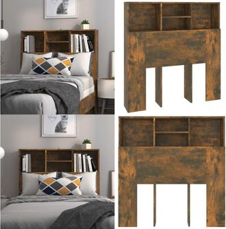 vidaXL Vidaxl - Kopfteil mit Ablagen R&auml;uchereiche 100x19x103,5 cm - Kopfteil Regal - Holzregale - Bettkopfteil - Wohnzimmerdeko - Schlafzimmereinrichtung