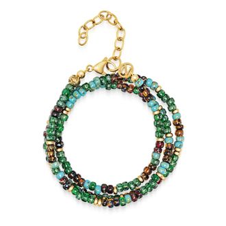 Nialaya Homme, Accessoires, Jaune, Taille: XL Green Miyuki Wrap Bracelet