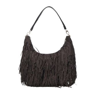 V&deg; 73 Fransen-Schultertasche aus Wildleder - - Bags - Damen - Braun - ONE SIZE