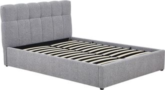 Vente-Unique Bett mit Bettkasten - 160 x 200 cm - Boucl&eacute;-Stoff - Grau - MAZIRI