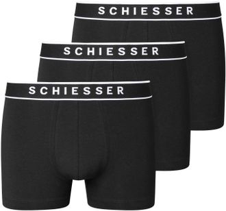 Schiesser Boxer SCHIESSER 95/5, Herren, Gr. 10, schwarz (000, schwarz), Single Jersey, Obermaterial: 95% Baumwolle, 5% Elasthan, unifarben mit Farbeinsatz, eng,