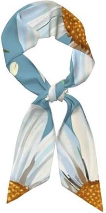 Generic &Eacute;charpe marguerite pour femme - &Eacute;charpe tour de cou pour sac &agrave; main - Motif floral - Satin - En soie - Pour le sport, le yoga et le visage