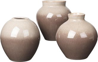 Broste Copenhagen 14463238 Ingrid Vase Set 3tlg. Keramik Simple Taupe/Brown