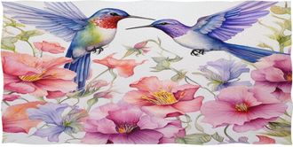 Mnsruu Strandtuch mit Vogelmotiv f&uuml;r Damen und Herren, Blumen- und Vogeldruck, extra gro&szlig;, Strandzubeh&ouml;r f&uuml;r Schwimmen, Pool, Camping, Yoga, Fitnessstudio, S