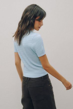 Next Kurzarmpullover Kurz&auml;rmeliger Pullover mit Zopfmuster (1-tlg)