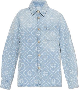 Casablanca Homme, Chemises, Bleu, Taille: M Pearl Monogram Denim Shirt